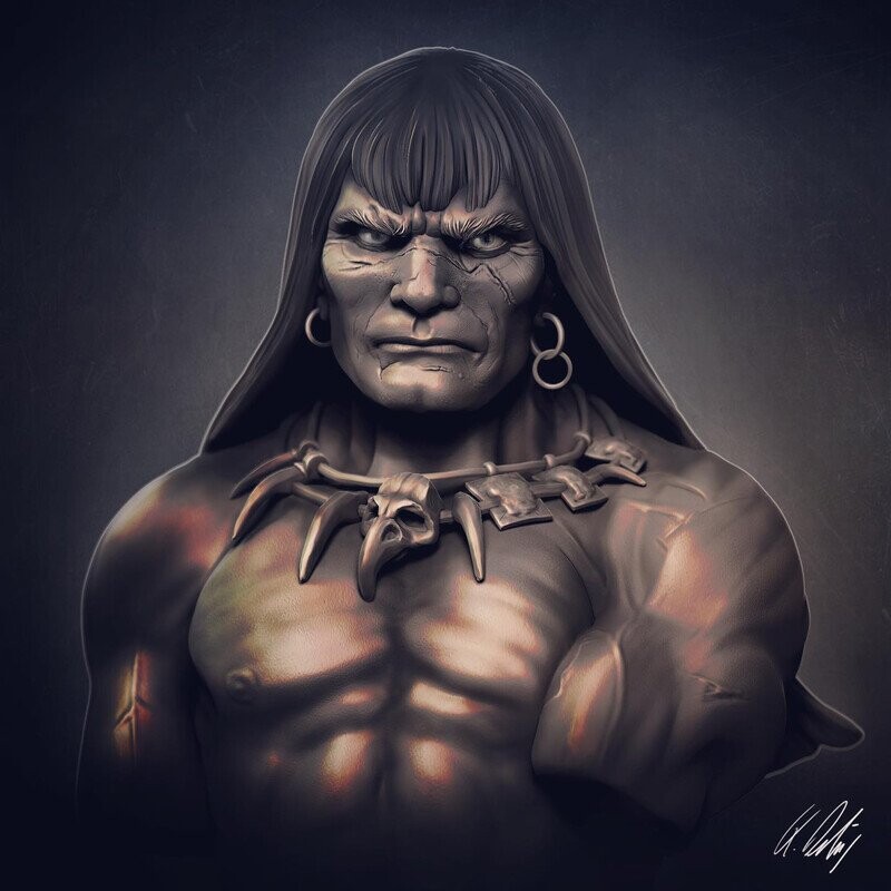 ArtStation - Conan The Barbarian Bust - Frazetta Tribute