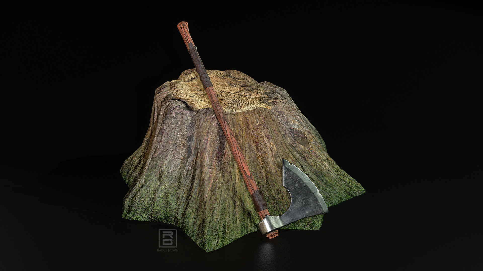 ArtStation - Axe and Stump Gaming Prop