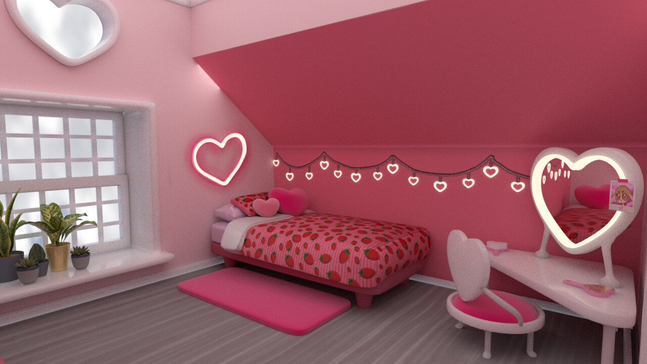 ArtStation - Heart Themed Bedroom WIP