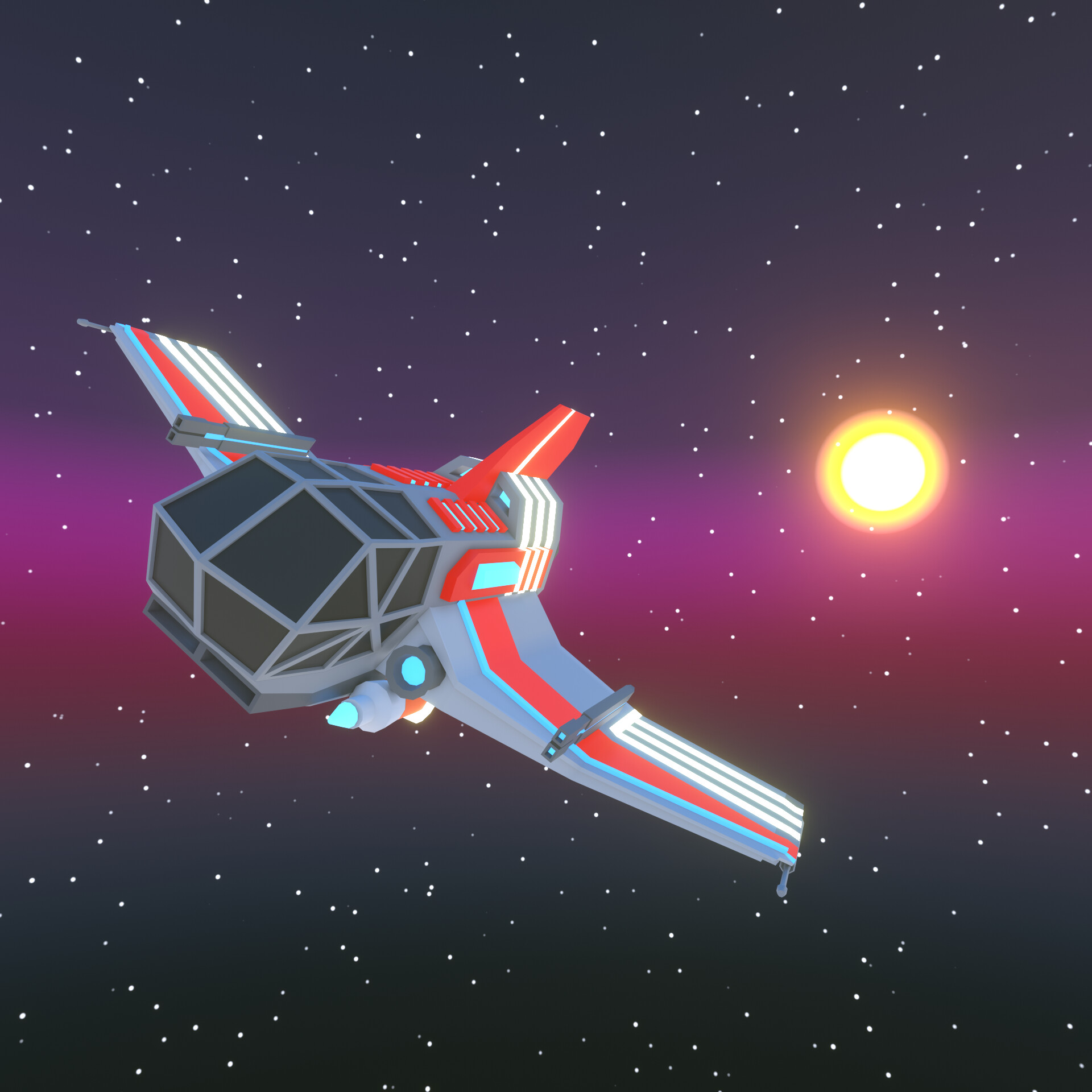 ArtStation - Low Poly Sci-Fi Space Ship