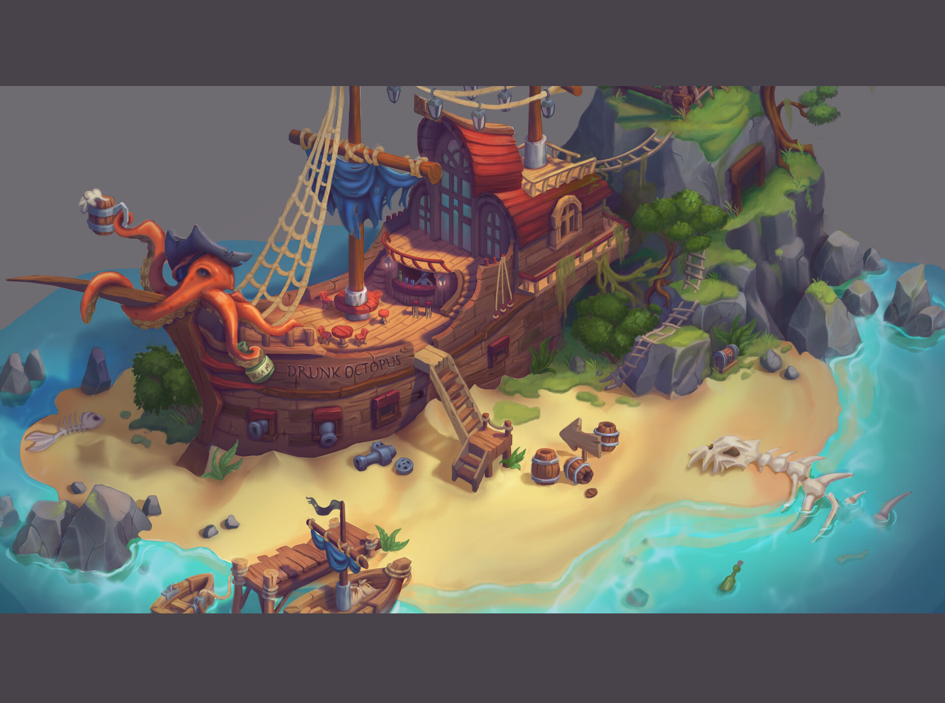 ArtStation - Pirate tavern 2d project