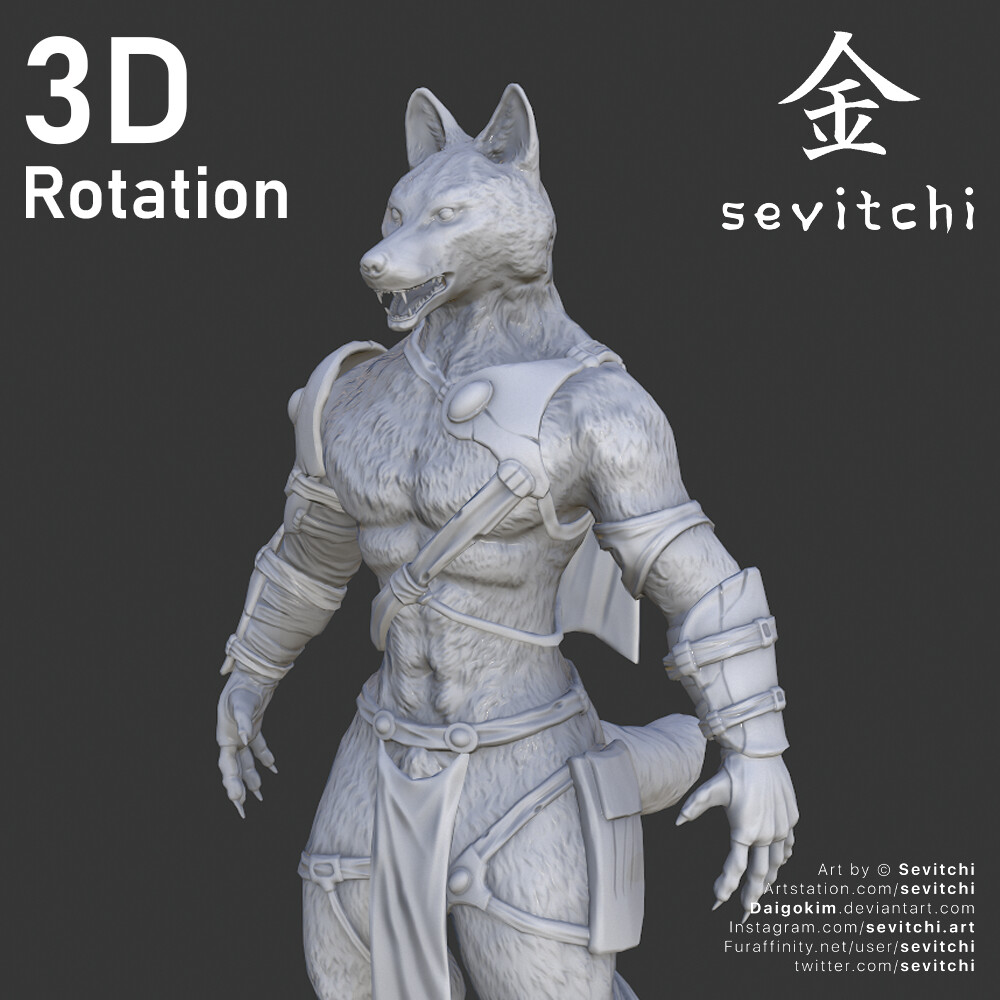 ArtStation - Wolf warrior WIP rotation + normal map