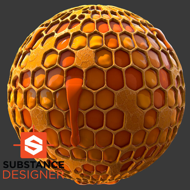 ArtStation - Stylized Bee Hive Honey - Substance Designer