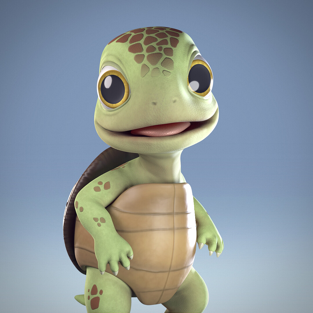 ArtStation - Cute turtle playing with shell