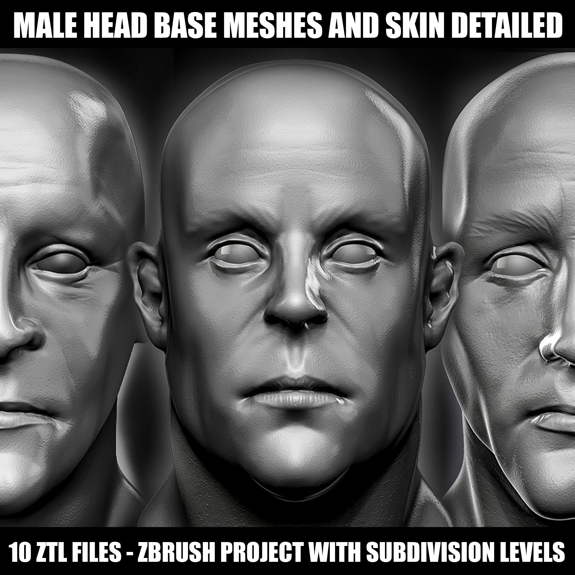 ArtStation - Male Head Base Meshes With Skin Details