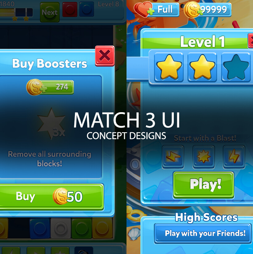 ArtStation - Match 3 UI