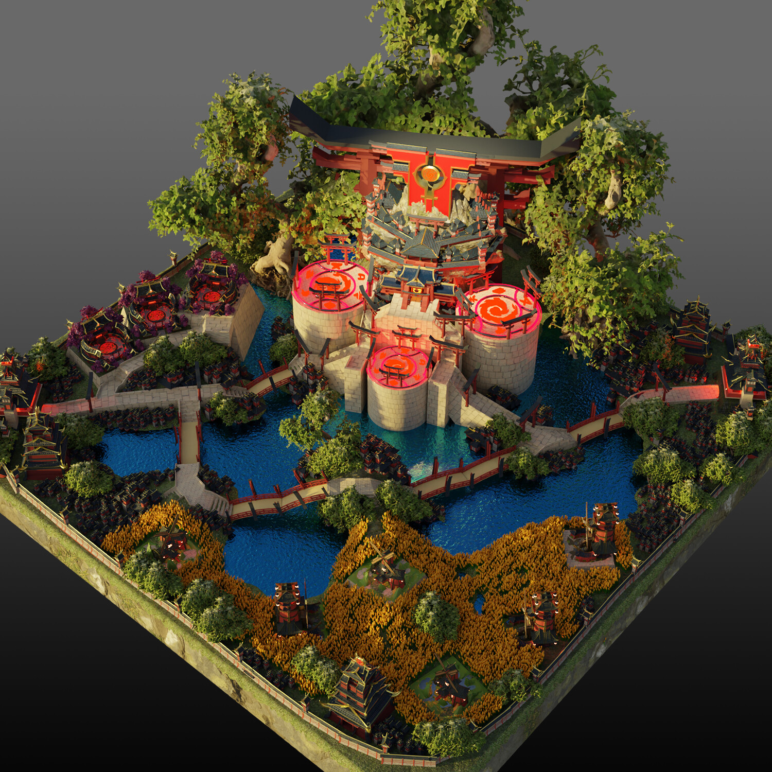 ArtStation - Asian Themed Base Concept Models - Singular Assets