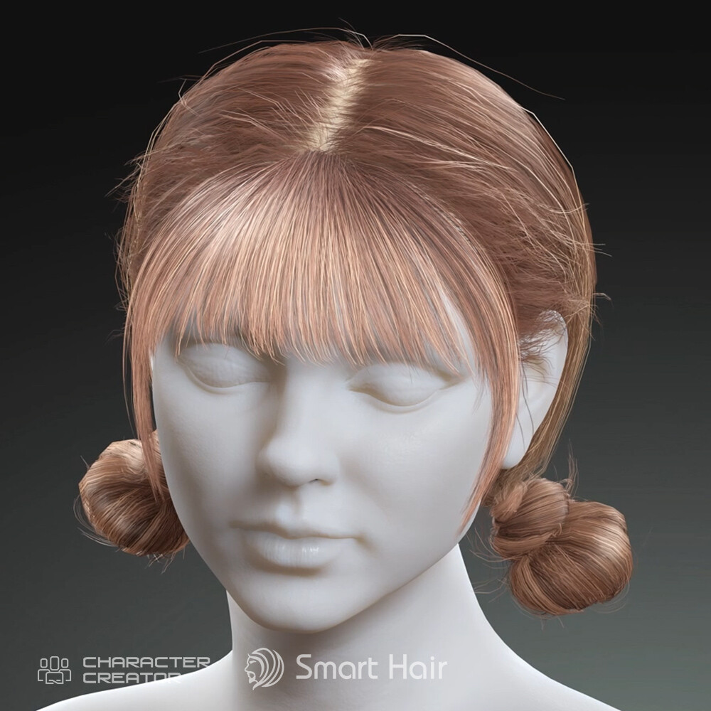 ArtStation - Female Hairstyle: Two Low Space Buns