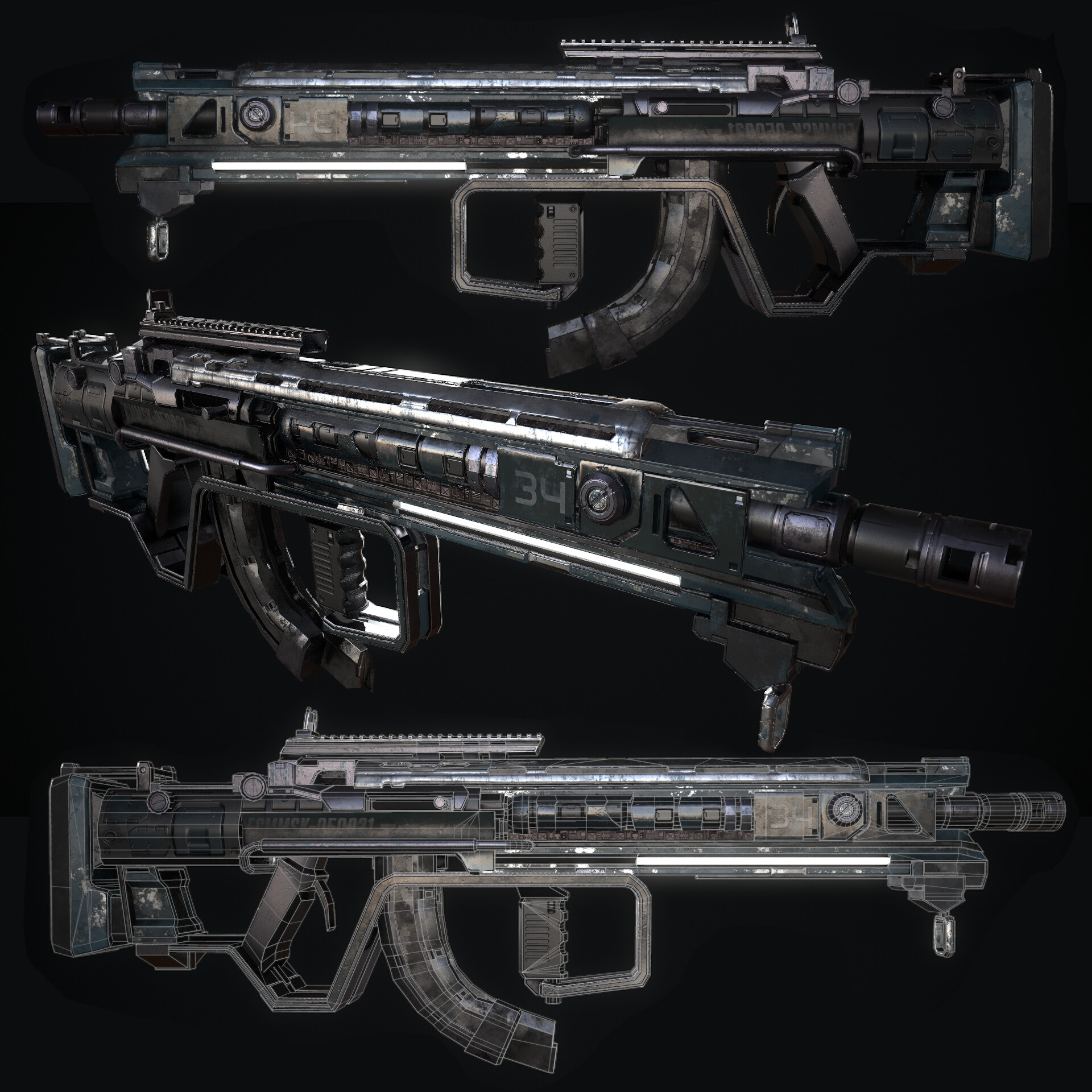 ArtStation - sci-fi lowpoly automatic rifle