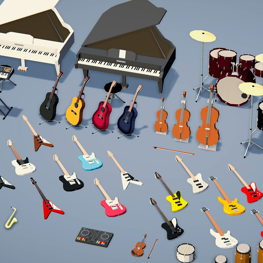 ArtStation - Low Poly Musical Instruments