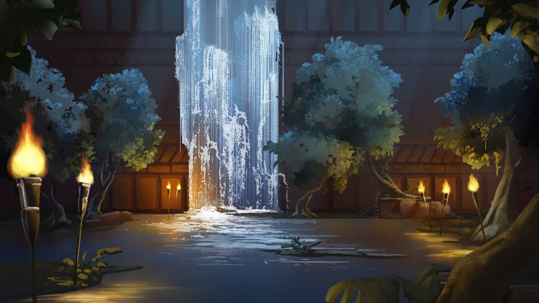 ArtStation - Mysterious waterfall