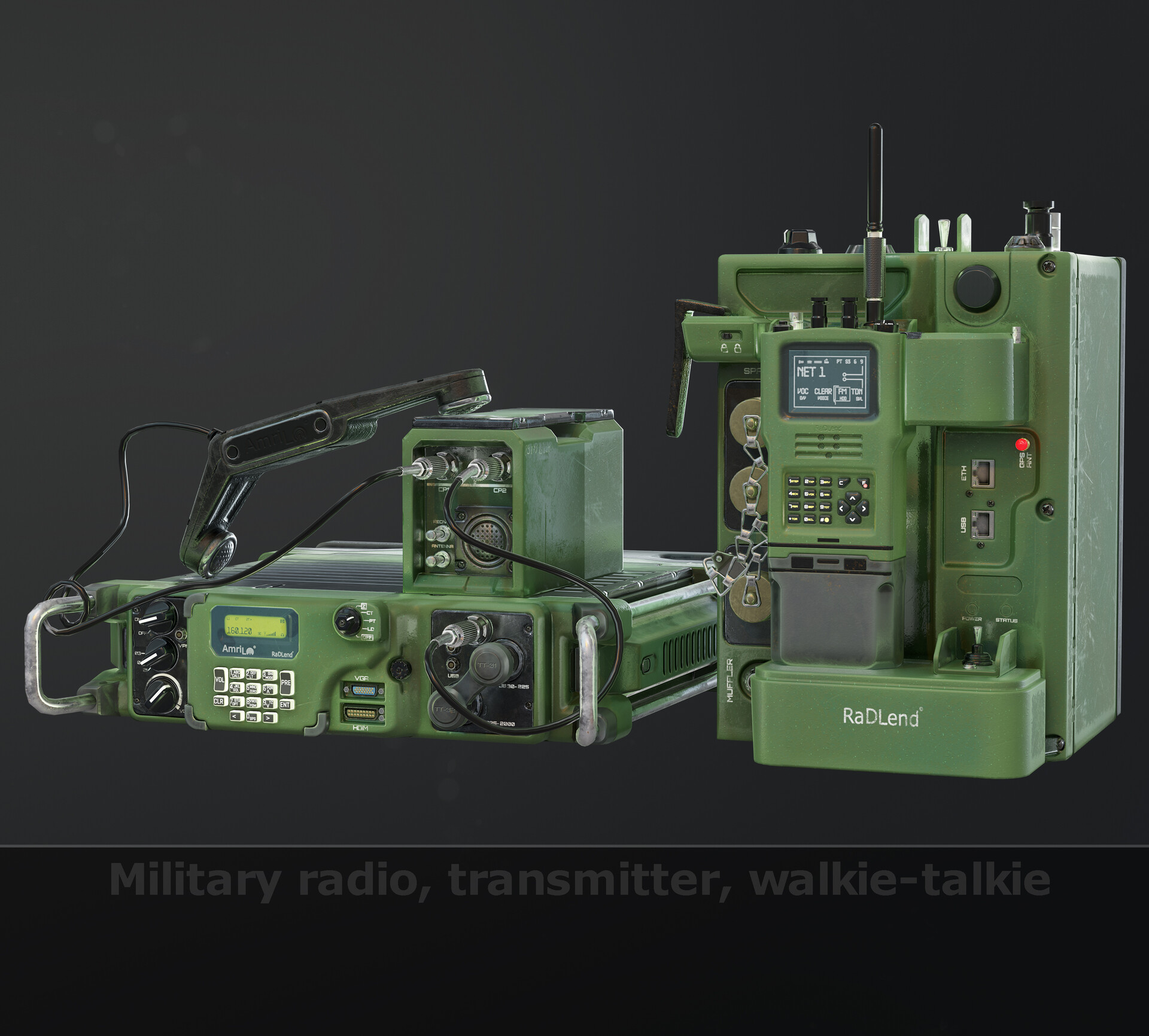 ArtStation - Military radio, transmitter, walkie-talkie. Game ready props