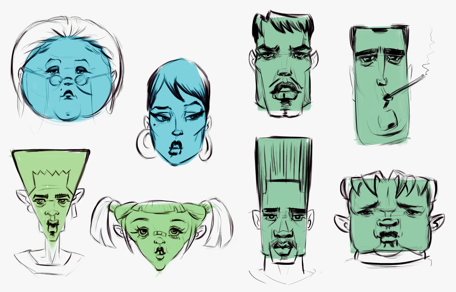 ArtStation - Exercise. Basic geometric shapes turned into heads