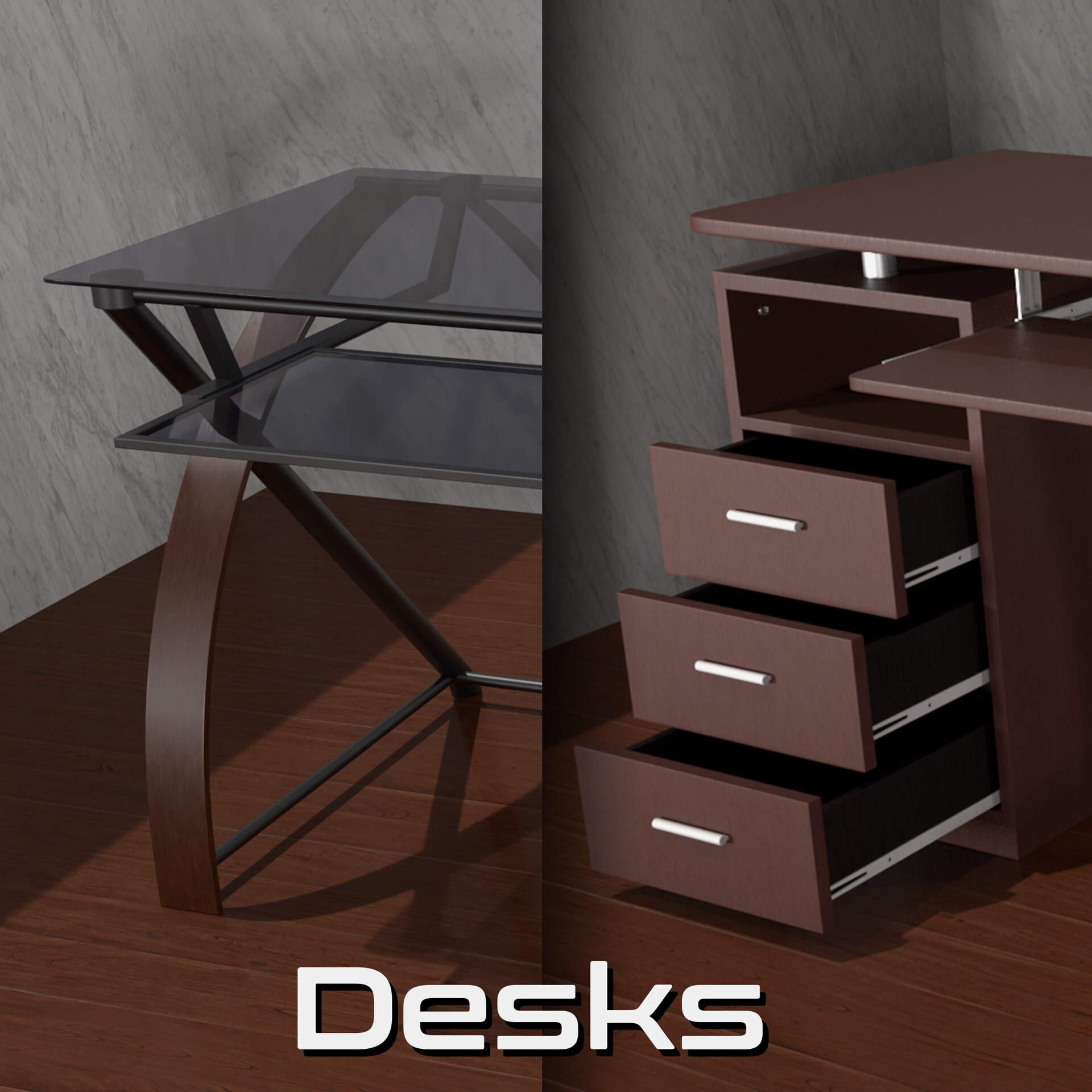 ArtStation - Desks - 3D furniture visualization