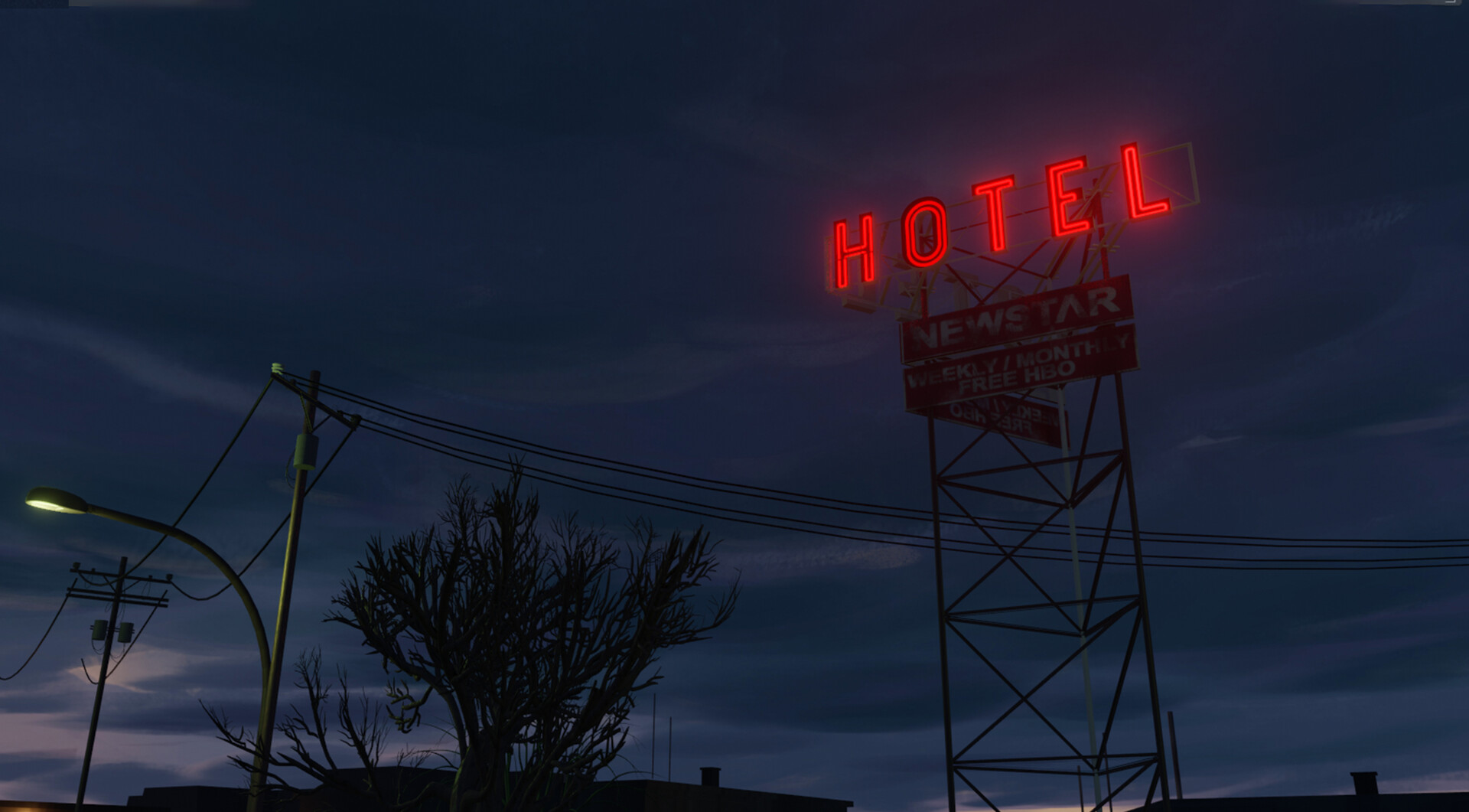 ArtStation - Animated scenes: Neon Sign Dusk/ Snowy Road