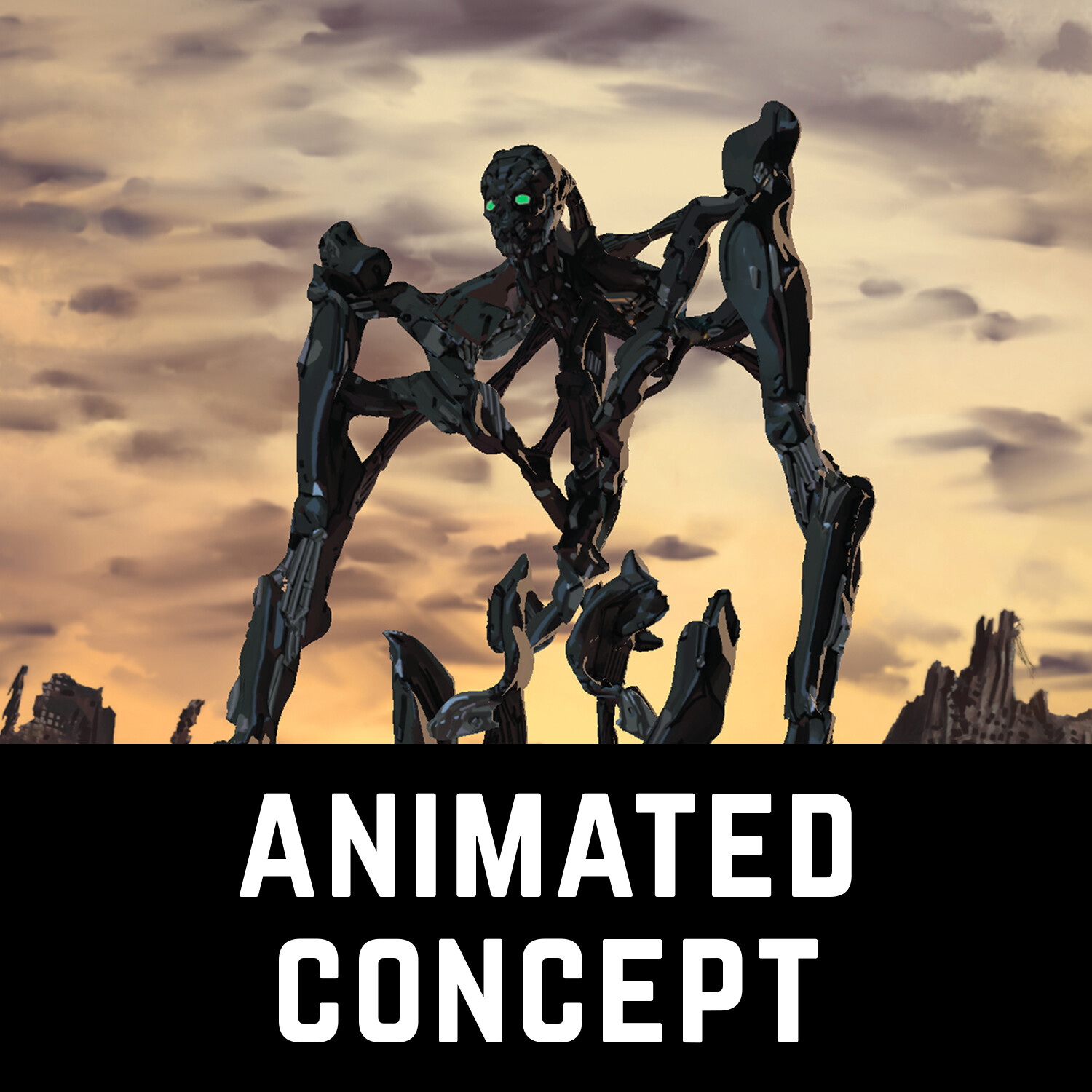 ArtStation - Cybernetic Skeleton - Animated Concept Art Workflow R&D