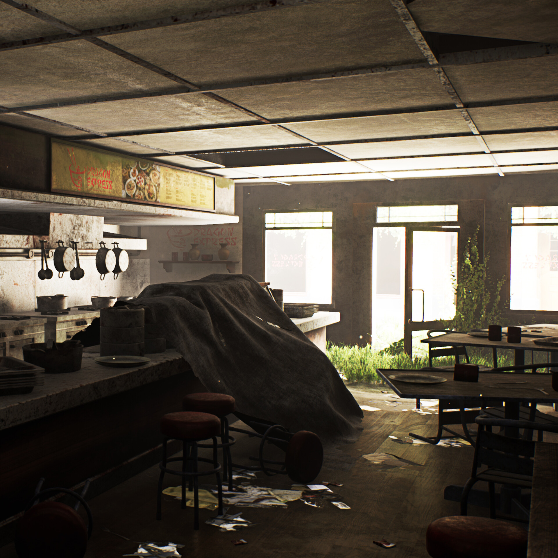 ArtStation - Post Apocalyptic Restaurant (TLOU2 Fan Art)
