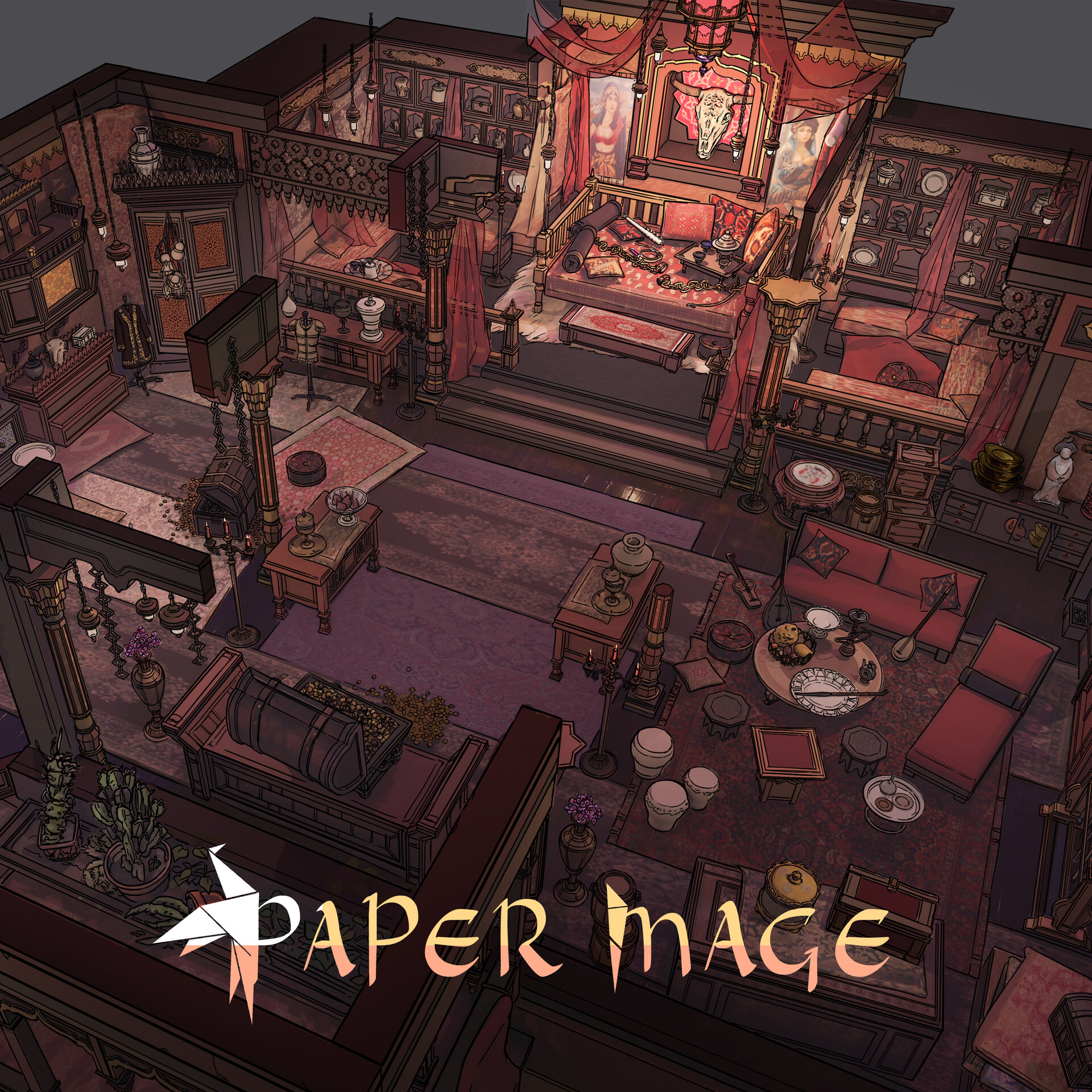 ArtStation - Paper Mage - Vakhtang's Room - Interior Cutaway