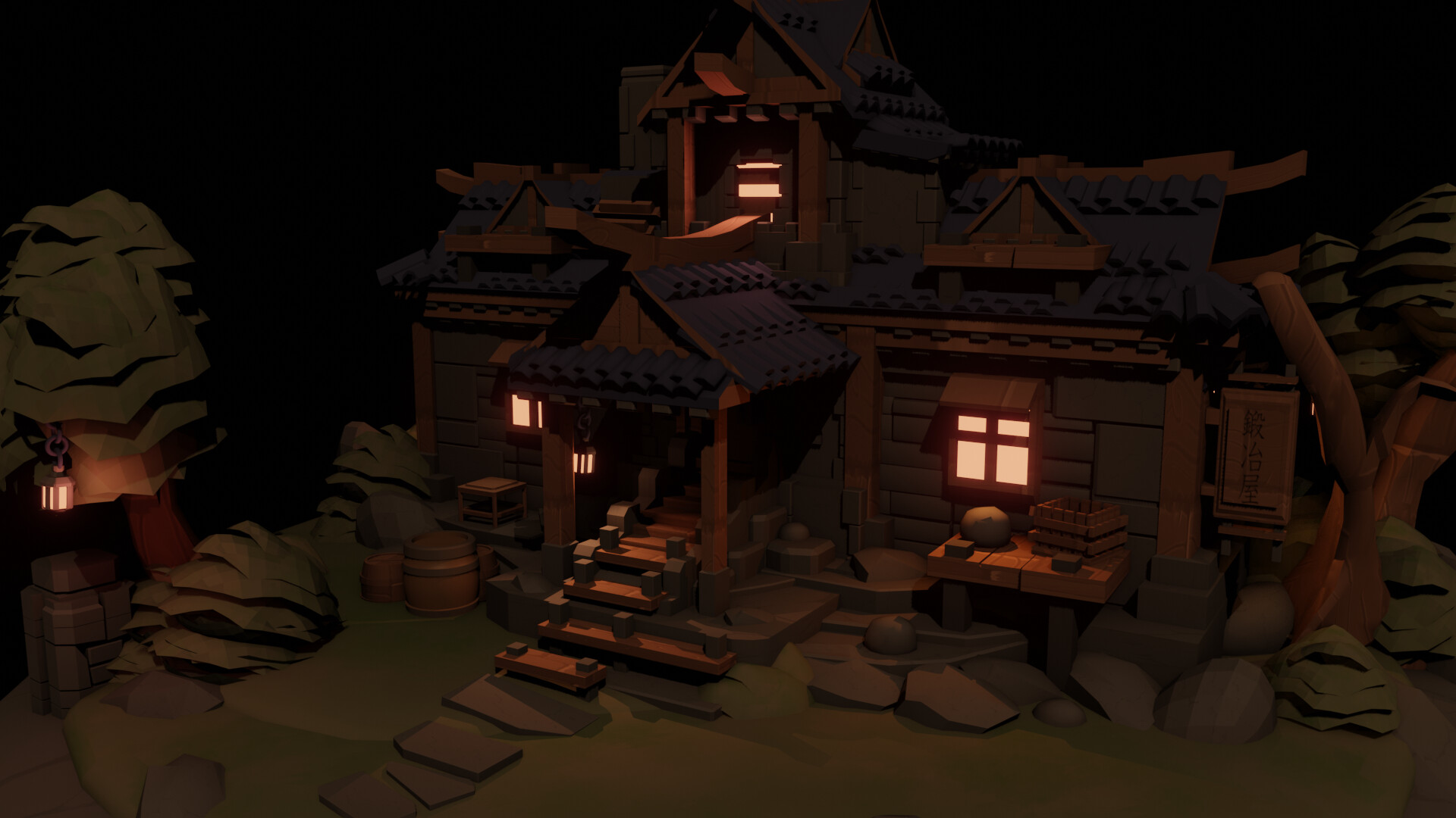 ArtStation - Low Poly - Fantasy Oriental Blacksmith