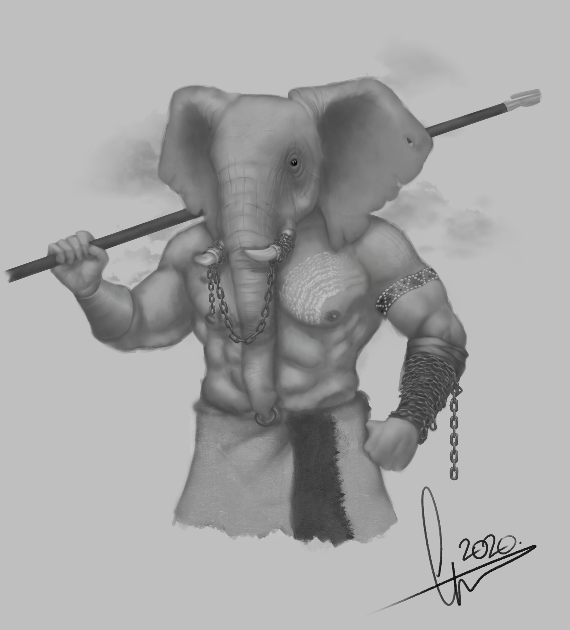 ArtStation - Half body elephant warrior design