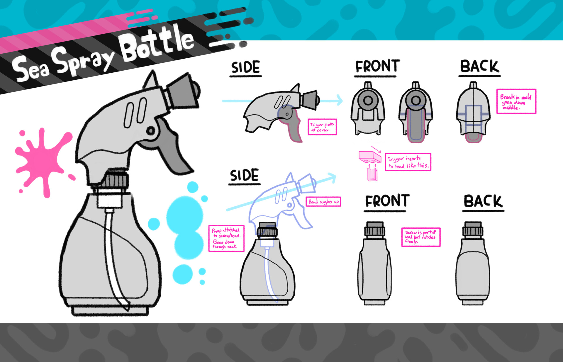 ArtStation - Sea Spray Bottle (Splatoon Weapon Fan-Concept)