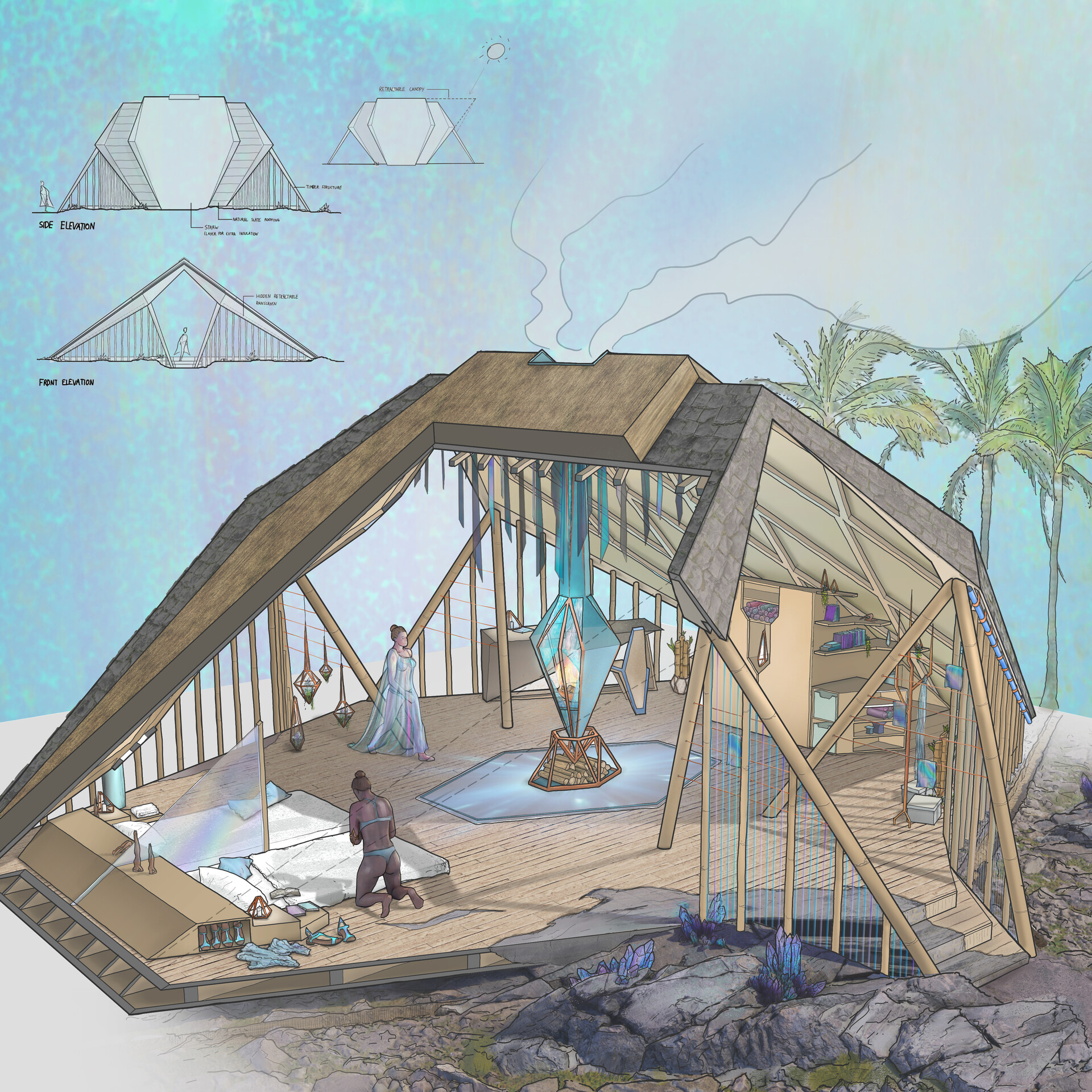 ArtStation - Crystal Monastery - Island huts