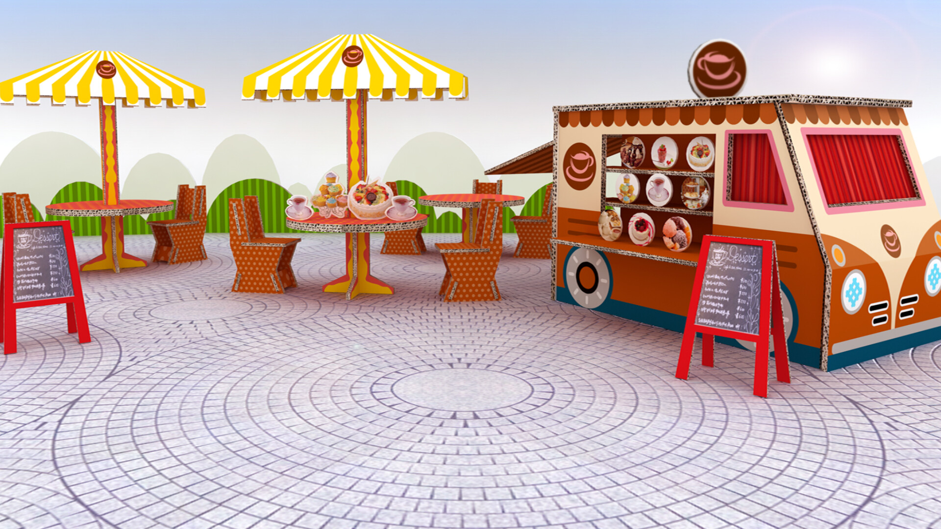ArtStation - Corrugated paper cafe virtual stage