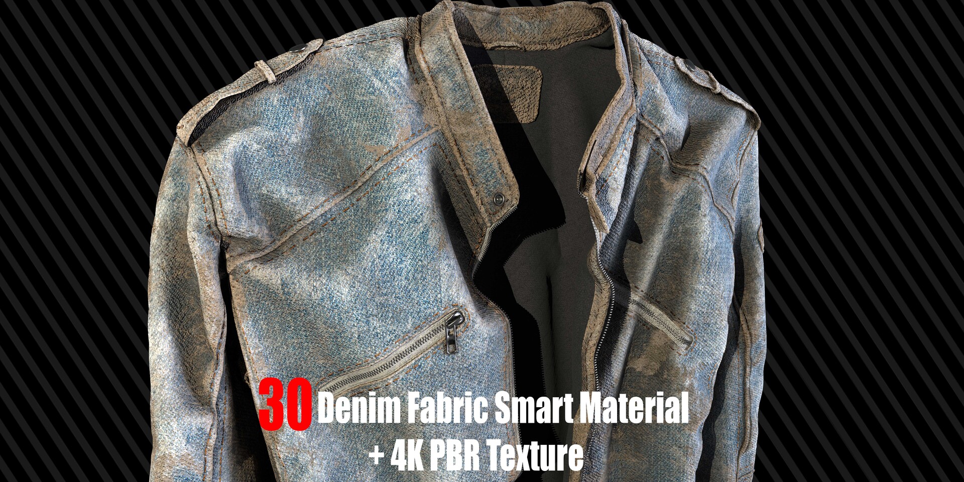 ArtStation - 30 Denim Fabric Smart Material + 4K PBR Texture Vol_1