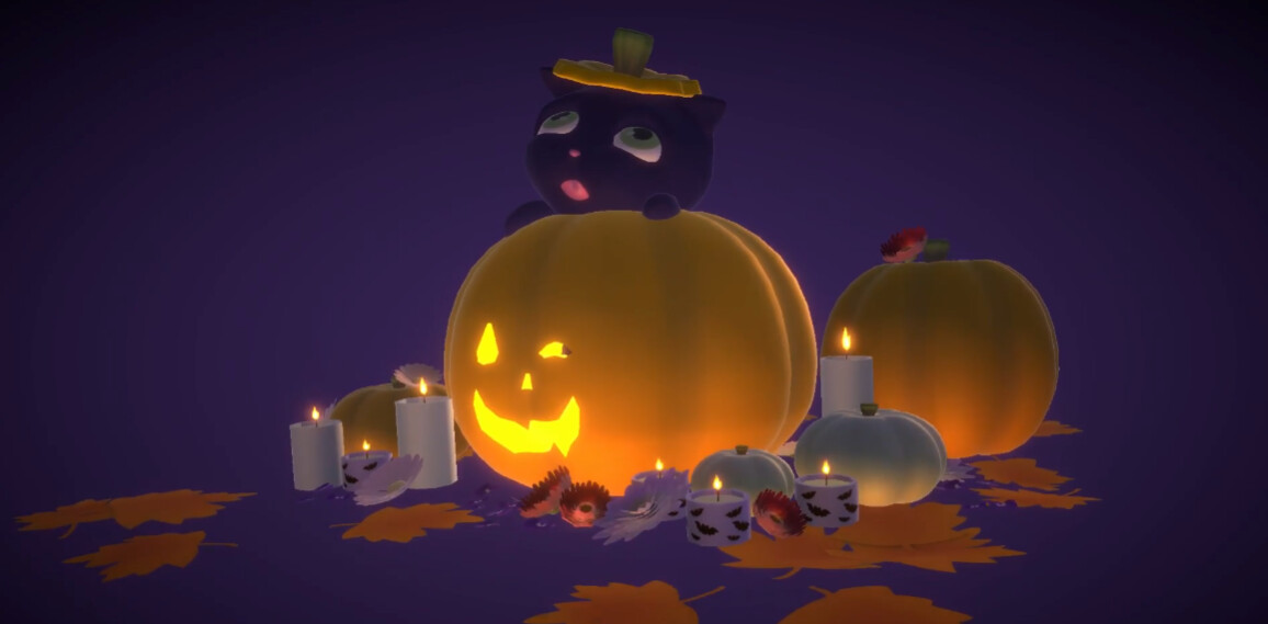 Susan Tang - Black Cat in a Pumpkin