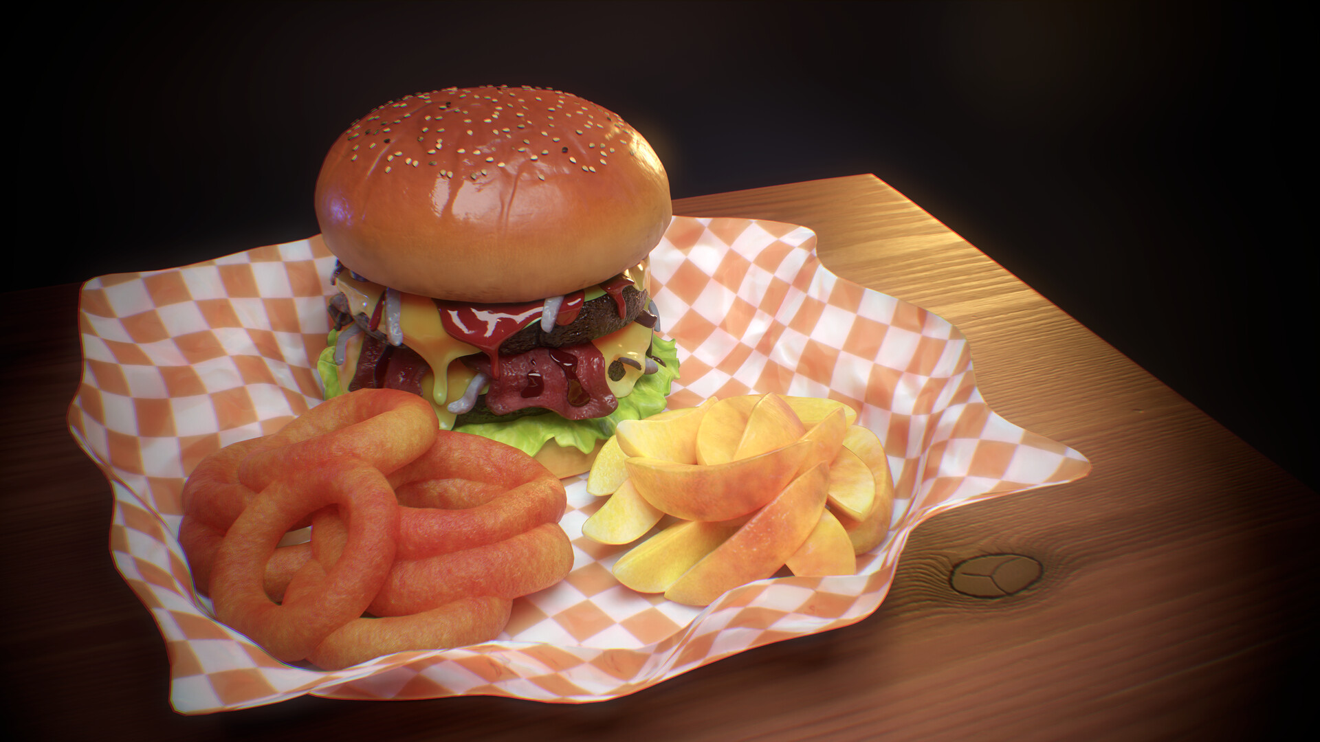 ArtStation - Burger with fries