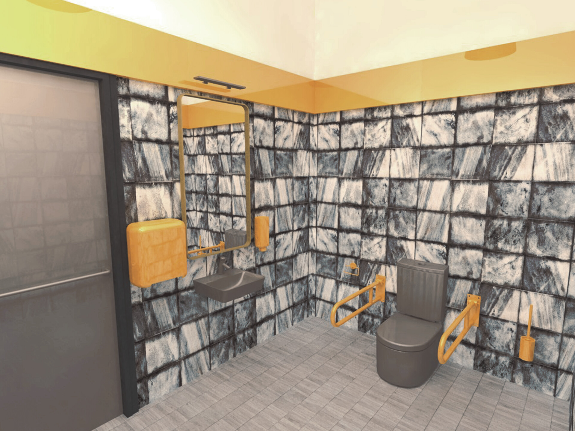 ArtStation - Public bathroom concept - Blue mosaic
