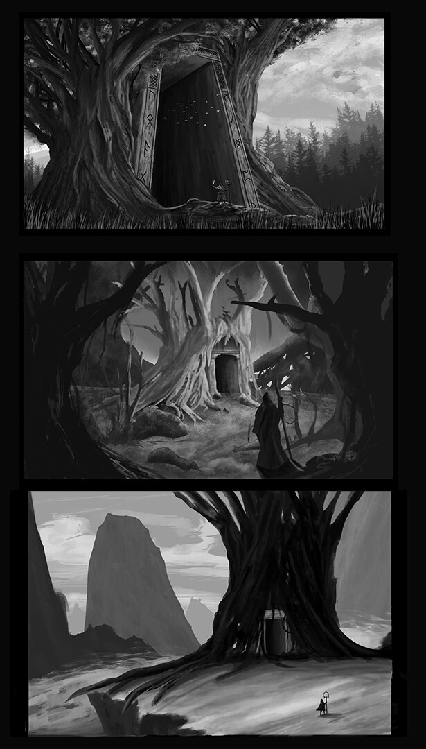 ArtStation - Stone Tree Ruins - Value composition