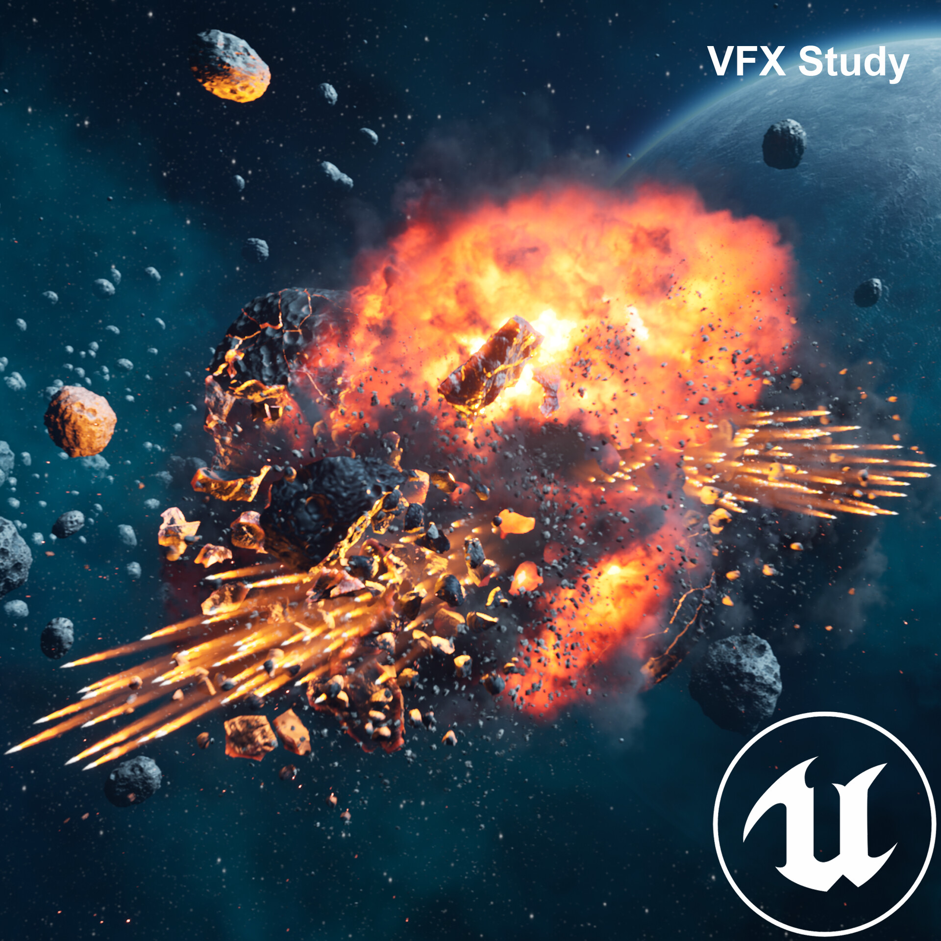 ArtStation - VFX Study - Asteroid Explosion