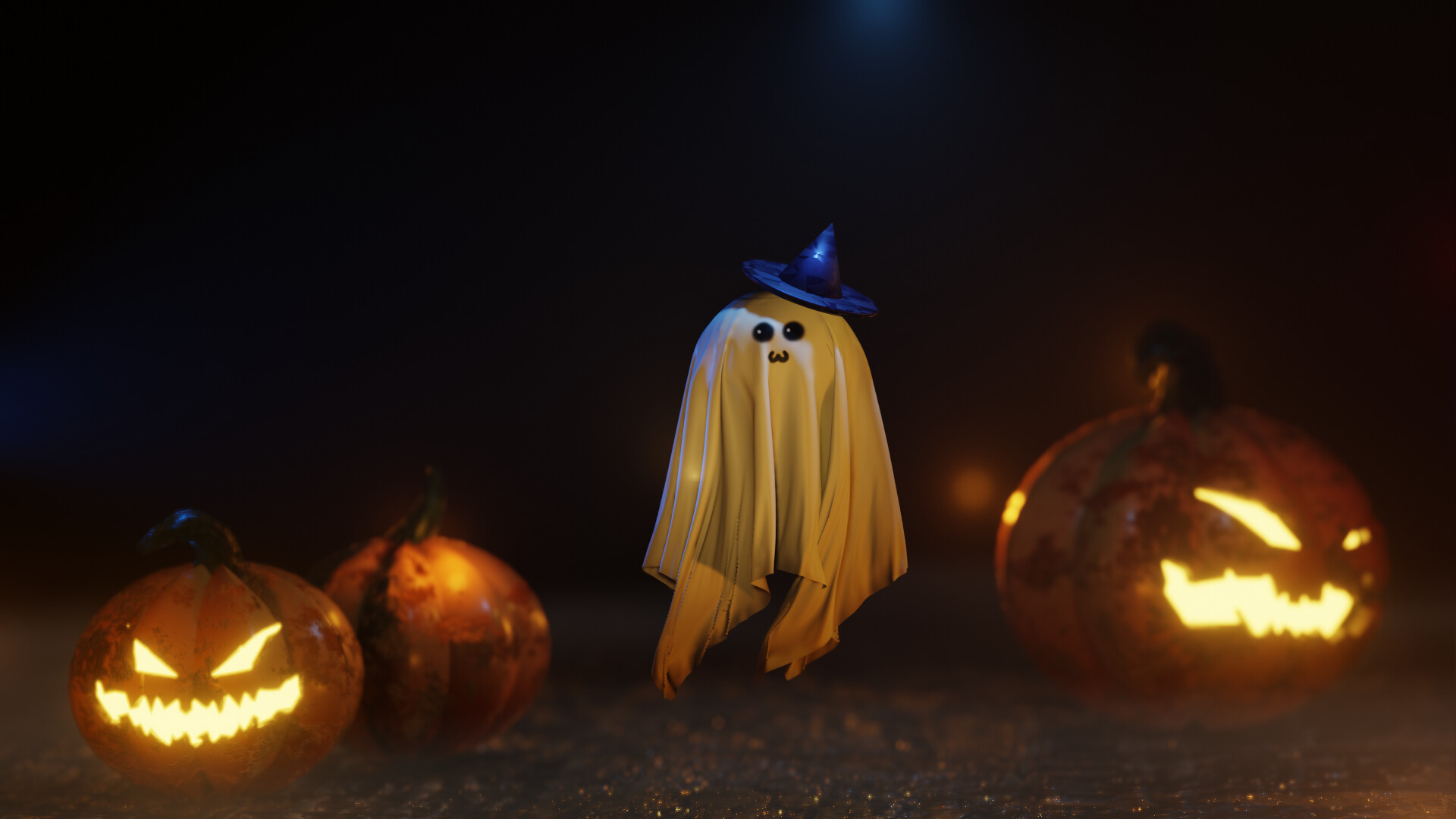 ArtStation - Little Halloween Ghost and Pumpkins