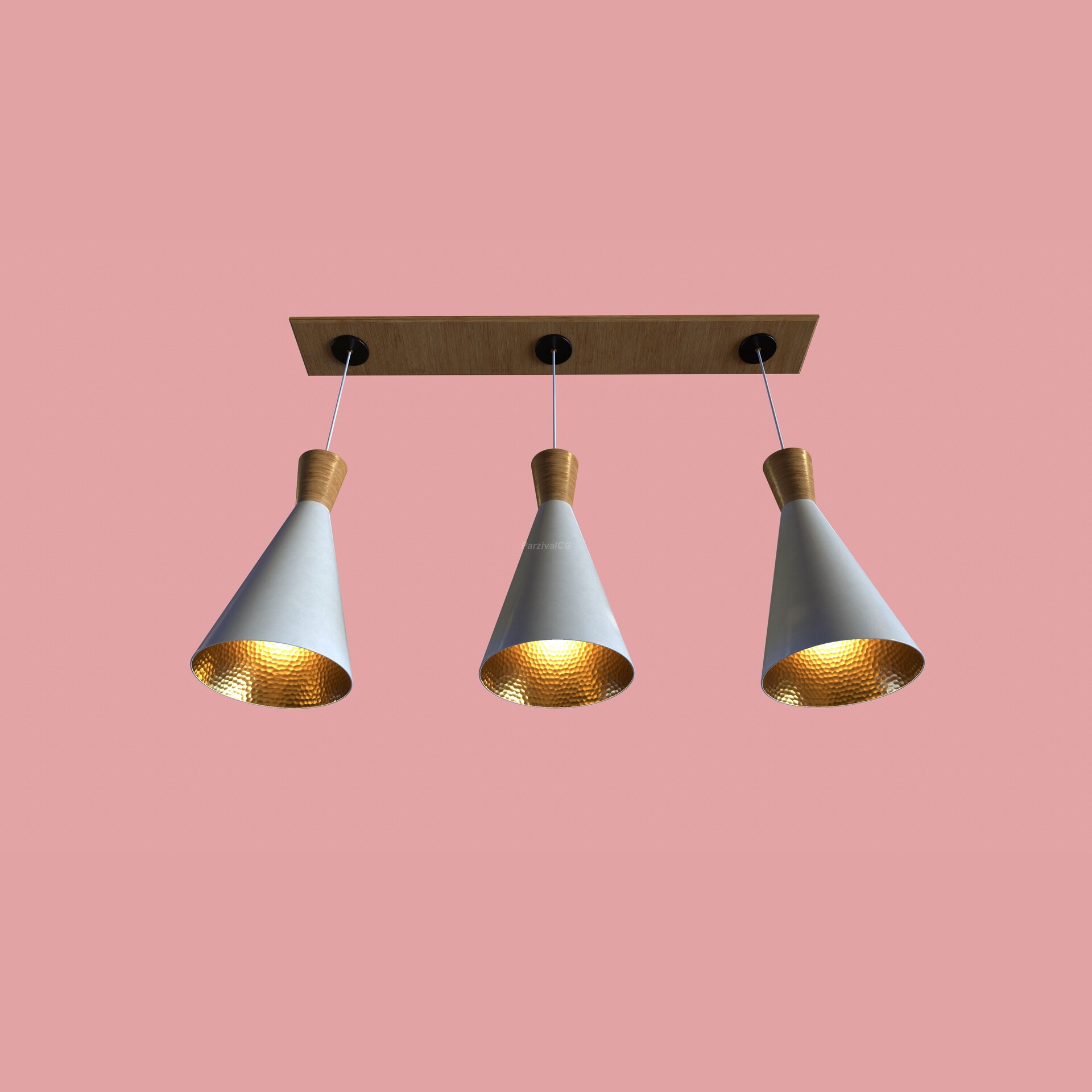 ArtStation - Cone Pendant Light Golden Interior 4K PBR Textures 3D model