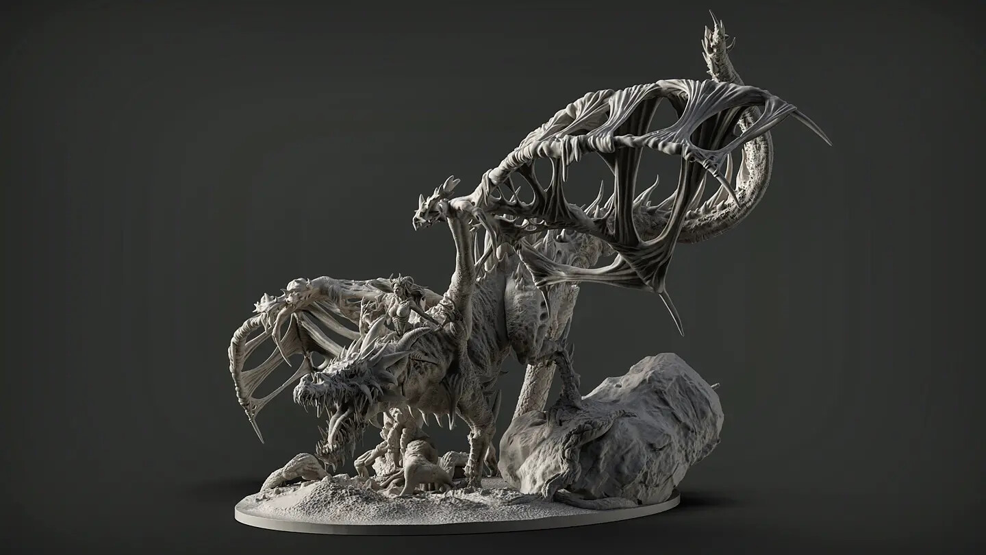 ArtStation - Undead Dragon & Demon Woman Rider