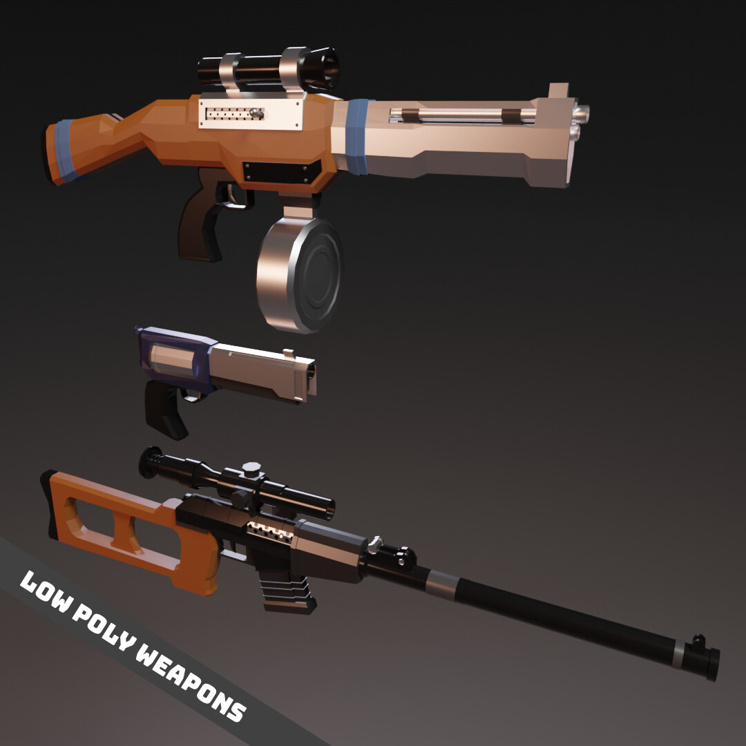 ArtStation - Low Poly Weapons