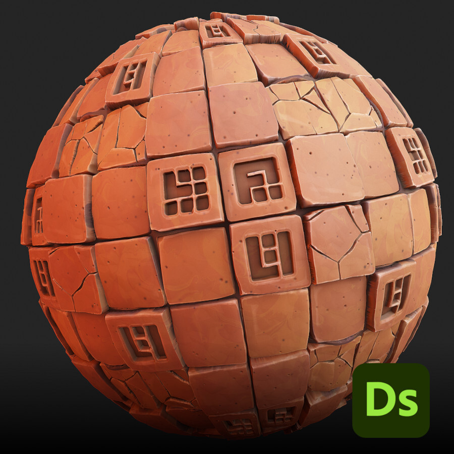Rick Hoppmann - Stylized Temple Floor Tiles - Substance Designer