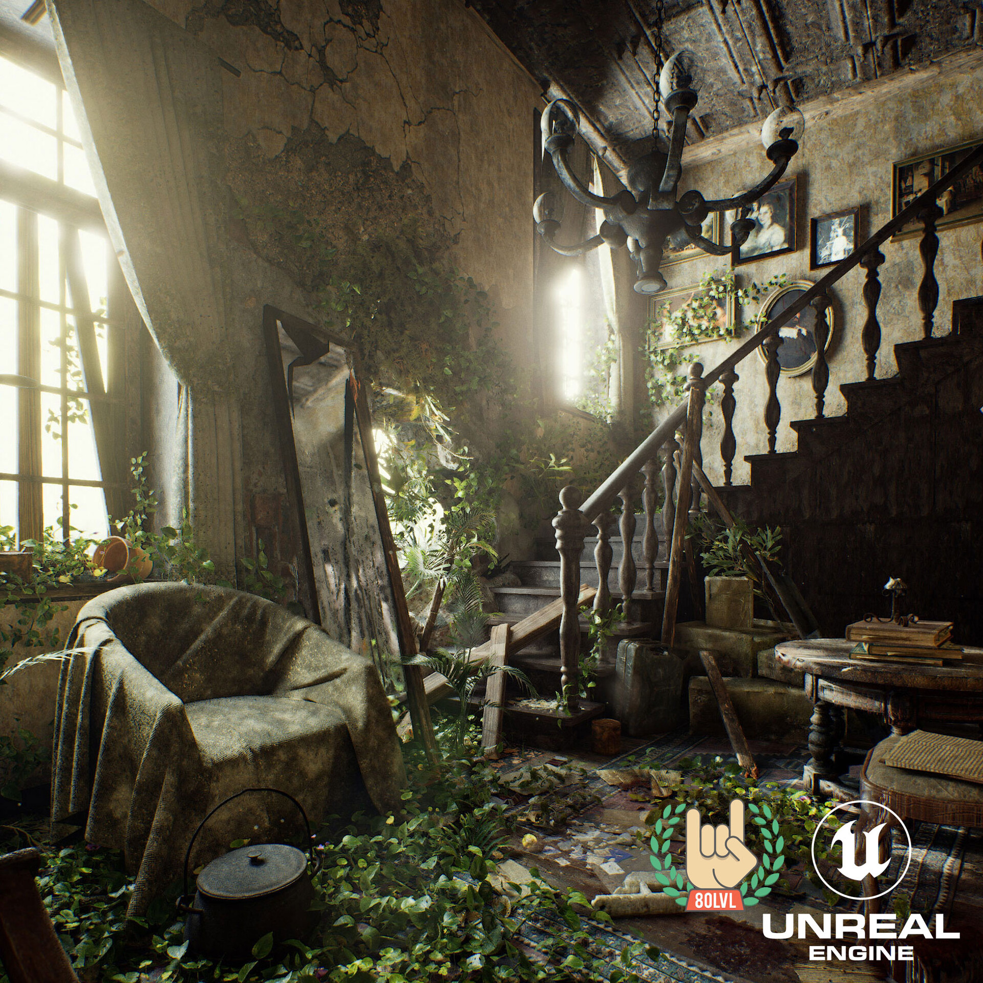 ArtStation - Unreal Engine 4.25 Raytrace Old abandoned mansion environment