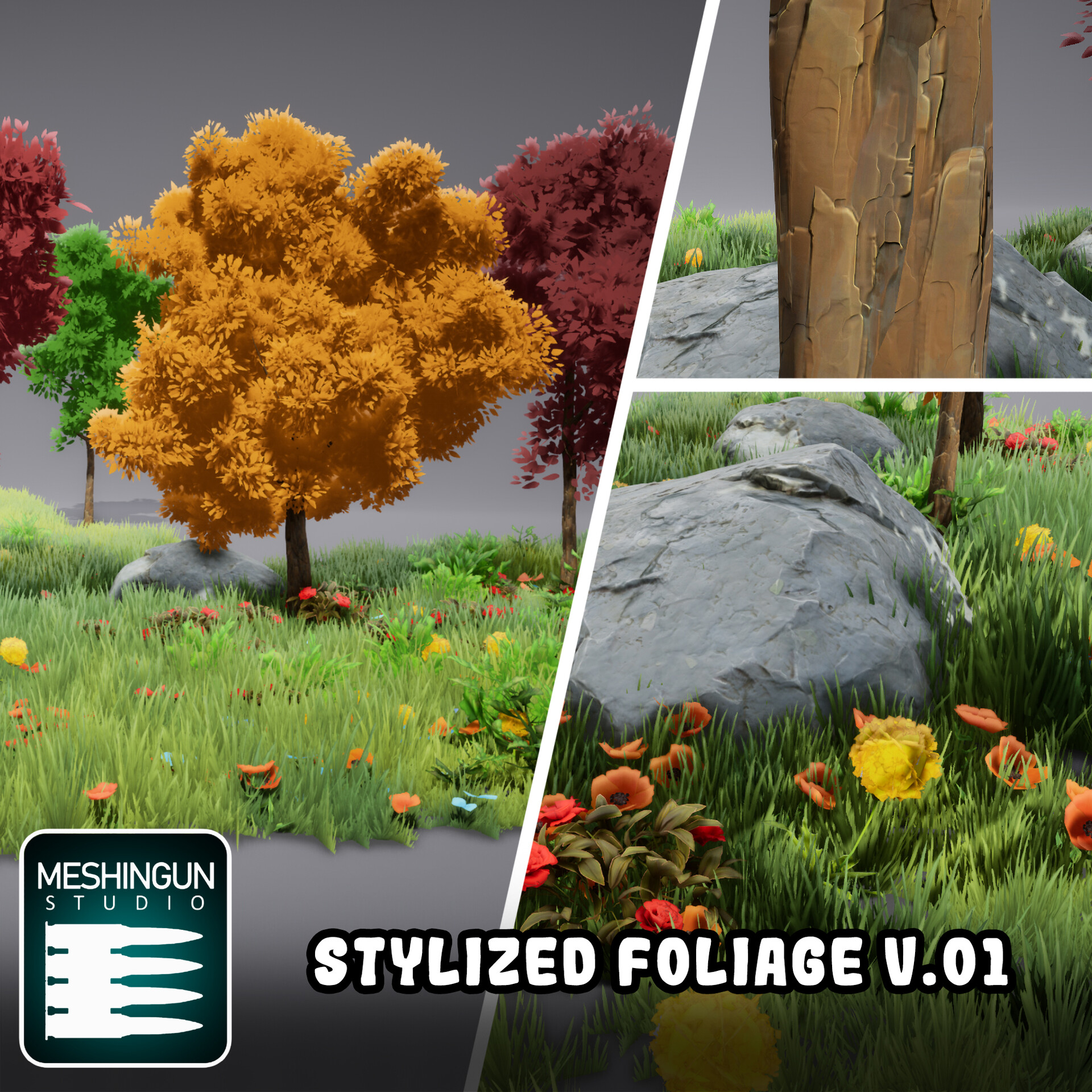 ArtStation - Stylized Foliage Pack V.01 - Meshingun Studio