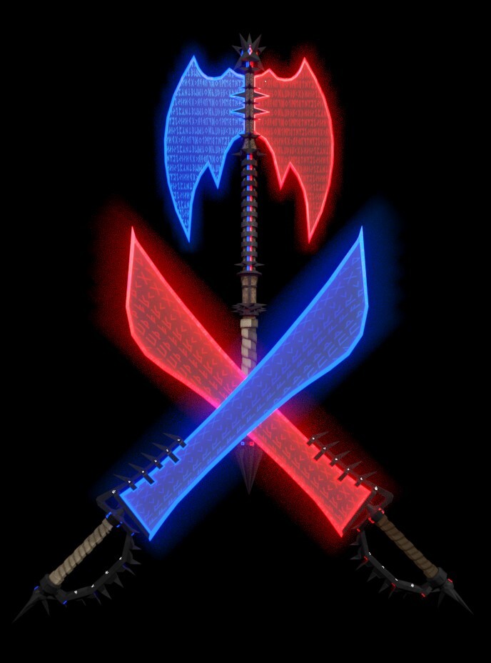 ArtStation - DOOM inspired Battle Ax and Sword