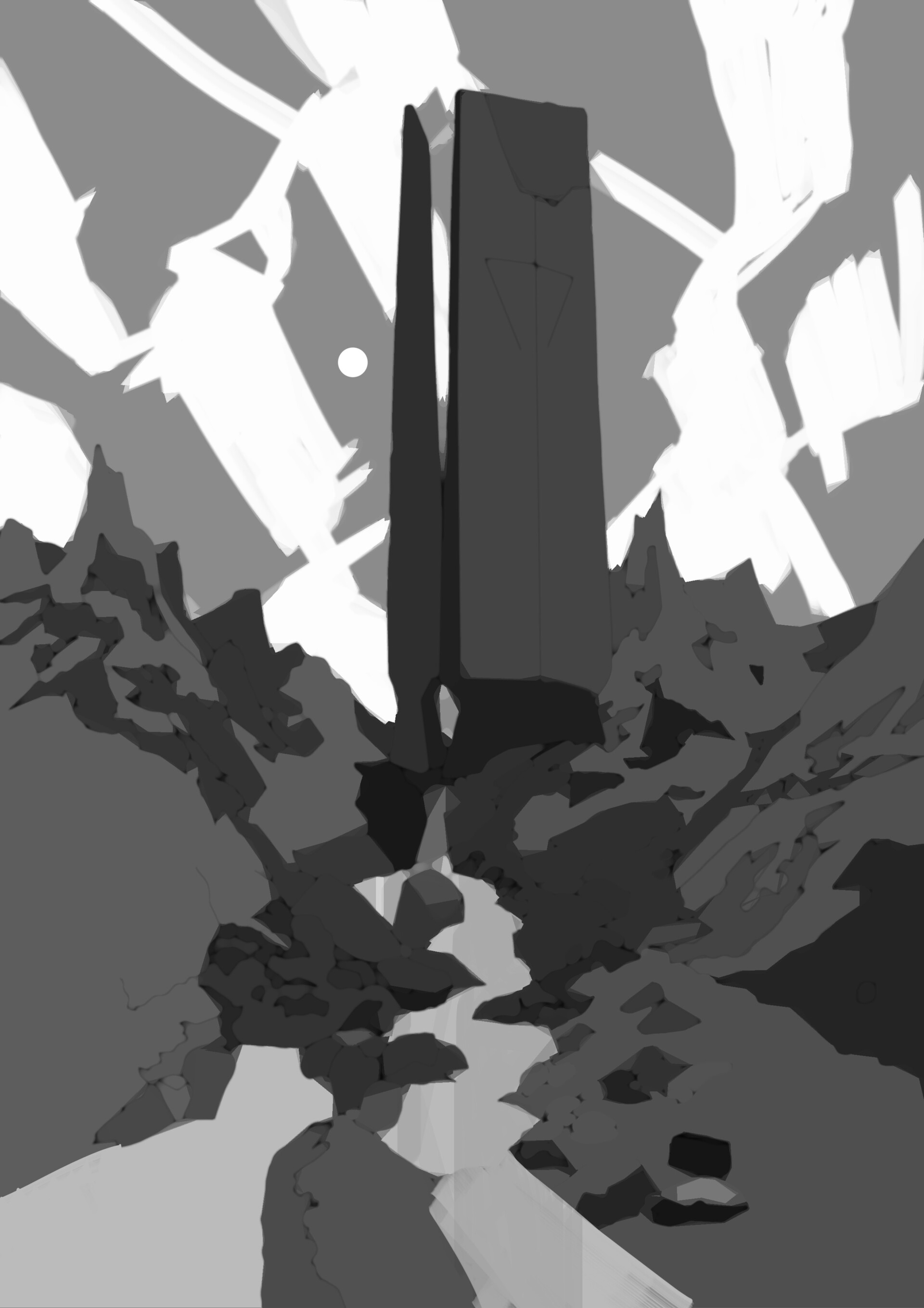 ArtStation - Black and White sketch with colour version.