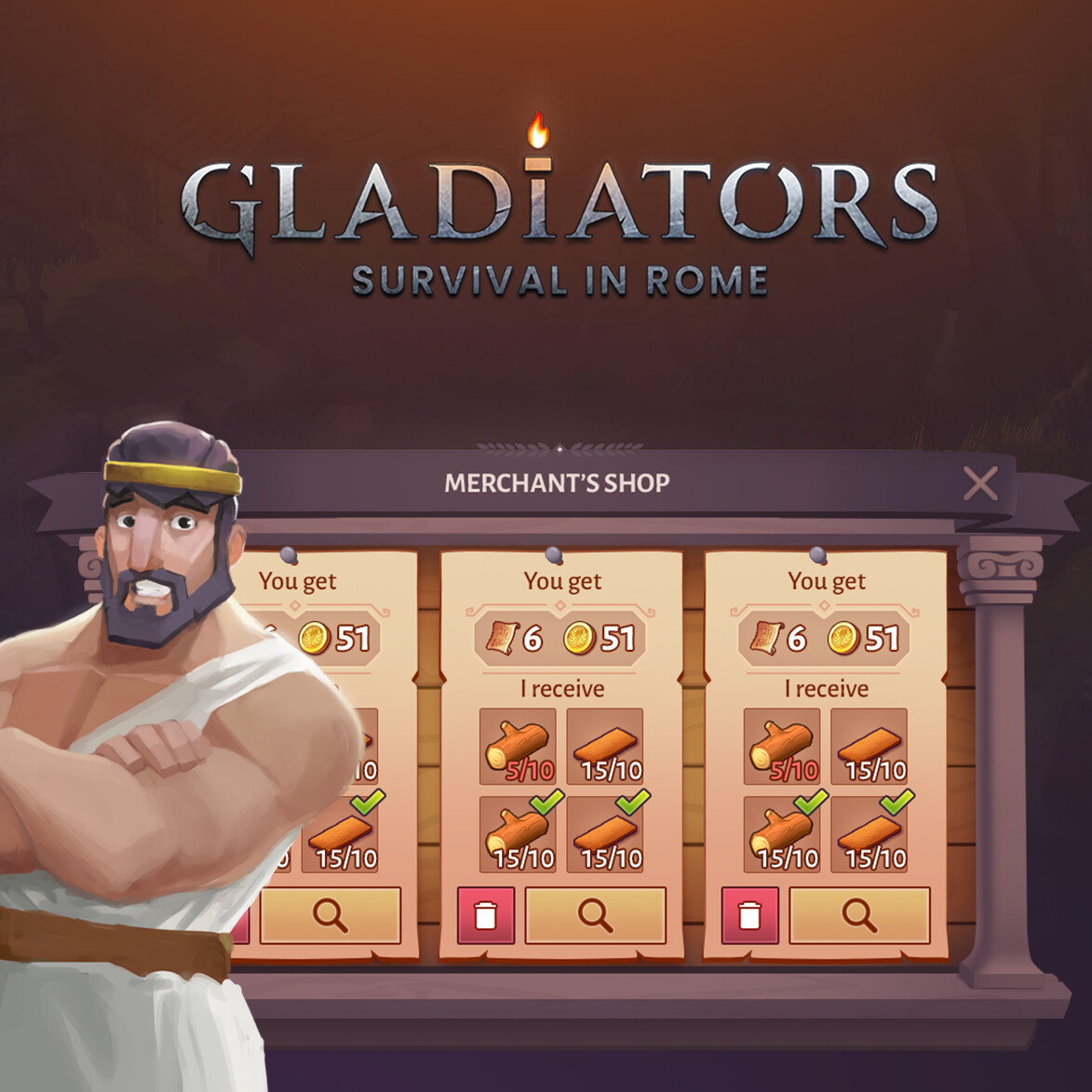 ArtStation - GAME UI Gladiators Survival in Rome