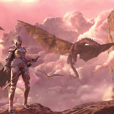 ArtStation - dragons and knight