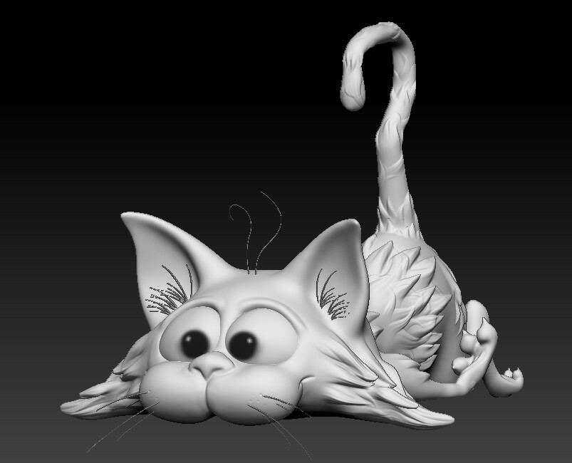 ArtStation - A ruffled cat