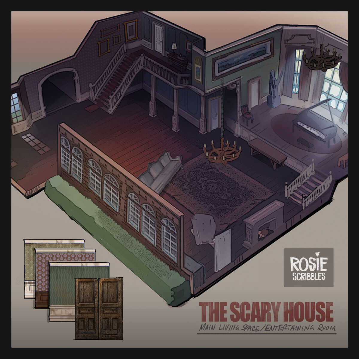 ArtStation - Scary House Main Living Space Concept