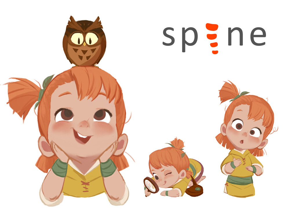 ArtStation - Cute girl. Spine 2D Animation.