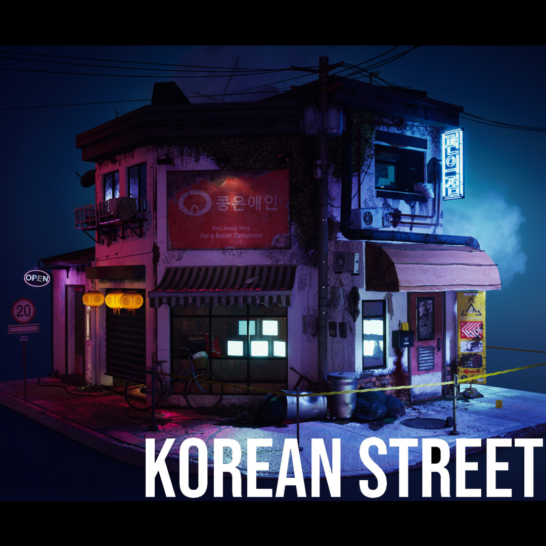 ArtStation - Korean Street Corner