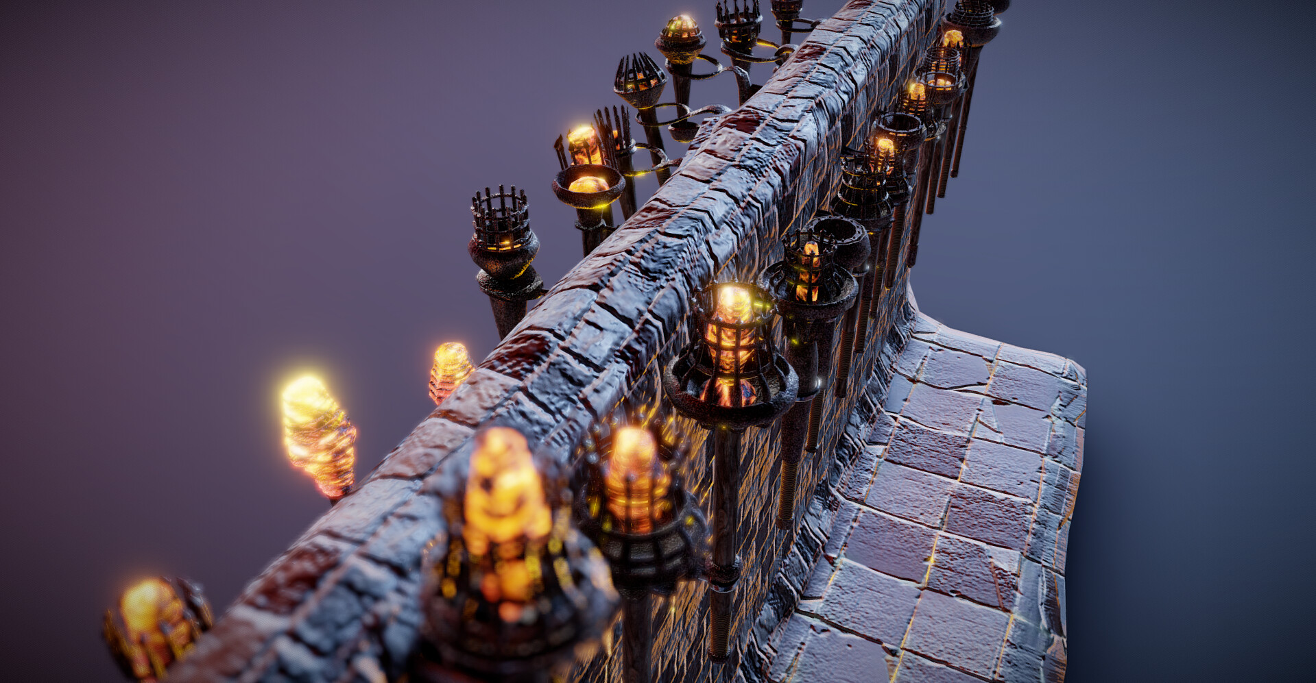 ArtStation - 25-pack smoldering wall torches