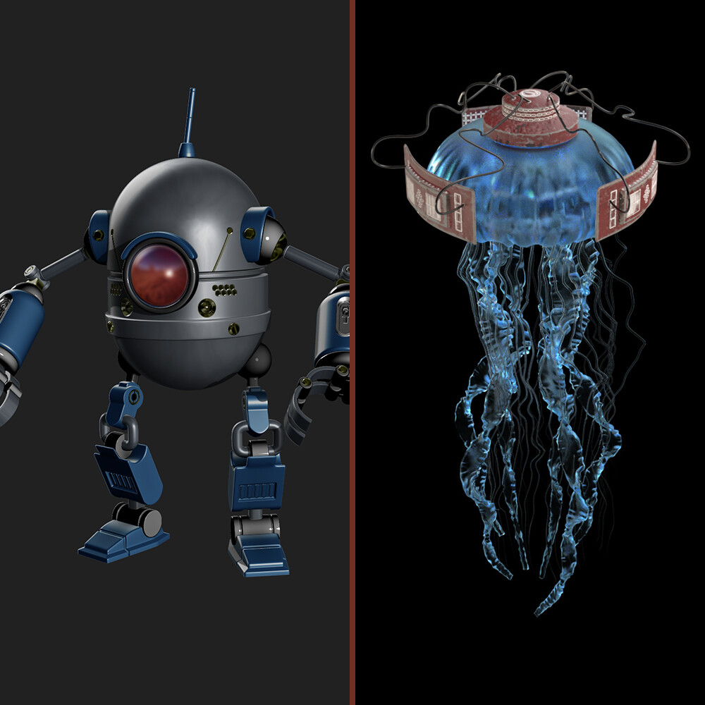 ArtStation - Simple Robot workshop & Sci-fi jelly fish drone